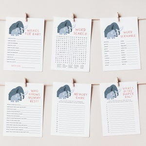 Woolly Mammoth Baby Shower Game Bundle - 20 Printable 5x7 Games ...