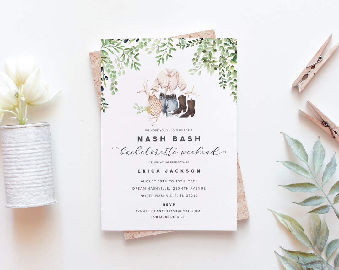 Nash Bash Bachelorette Invitation - Western Bachelorette Party Invite ...