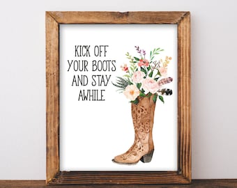 Kick off Your Shoes and Stay Awhile Wood Sign - Etsy