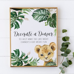 Decorate a Diaper Sign - Modern Safari Baby Shower Decorations - Diaper ...