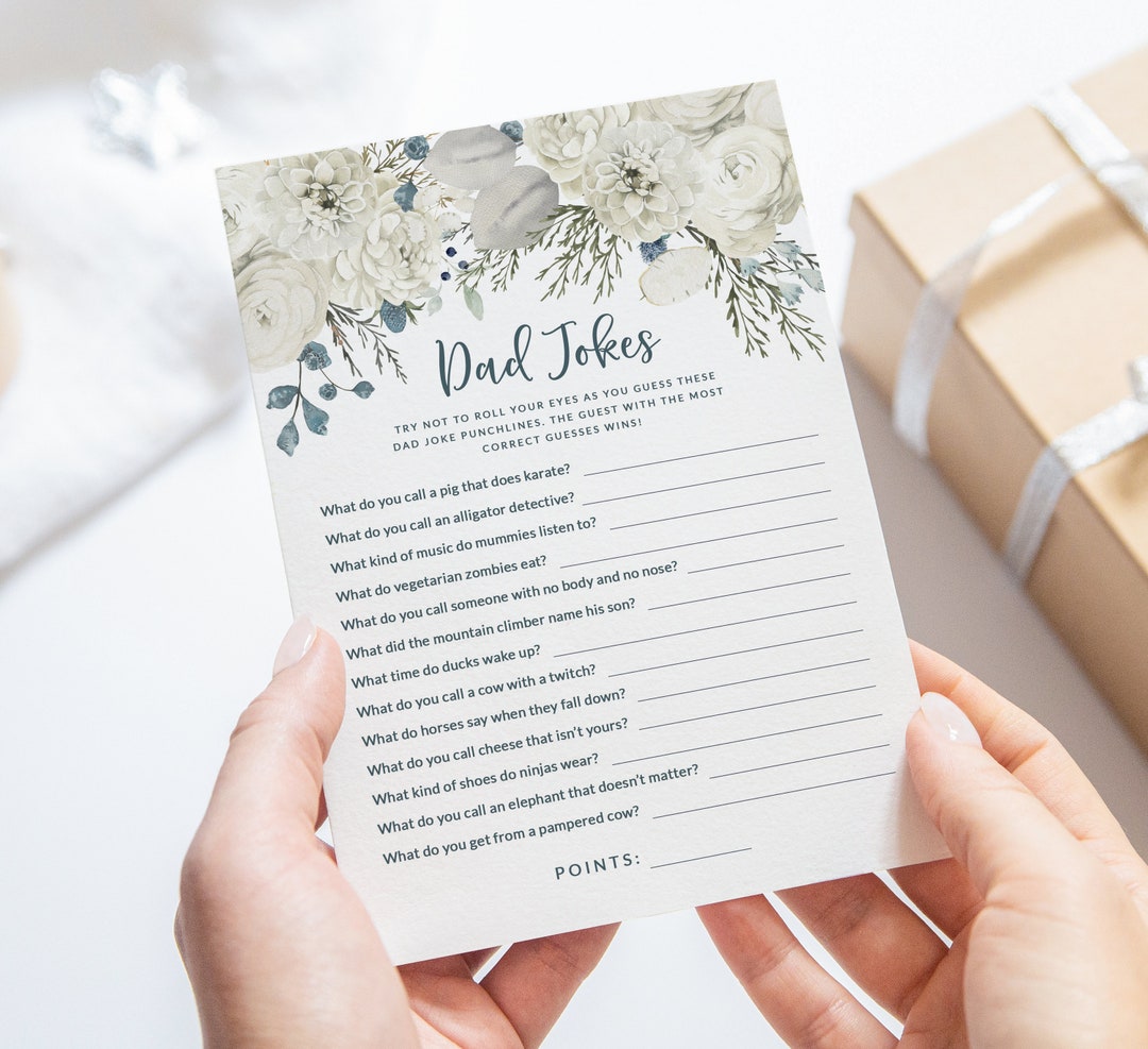 Winter Baby Shower Dad Jokes Quiz Game - Printable Dad Jokes Trivia ...