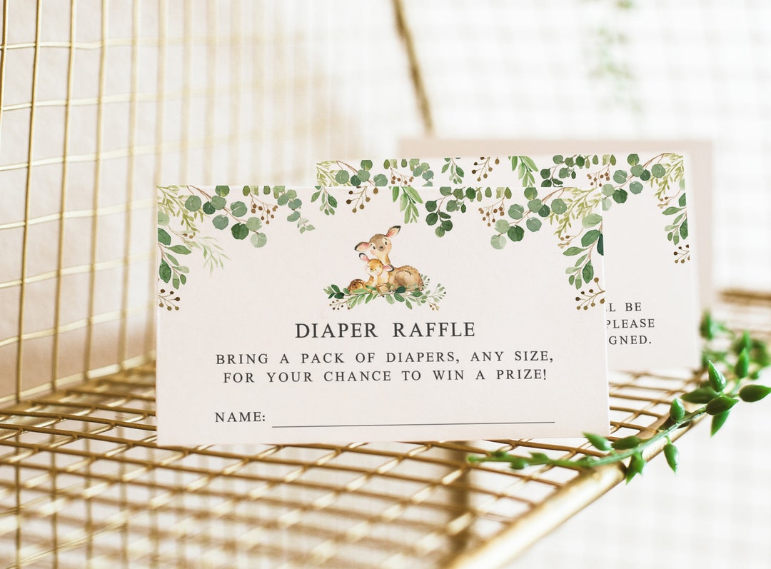 Diaper Raffle Invitation Insert Cards - Printable Diaper Raffle Tickets ...
