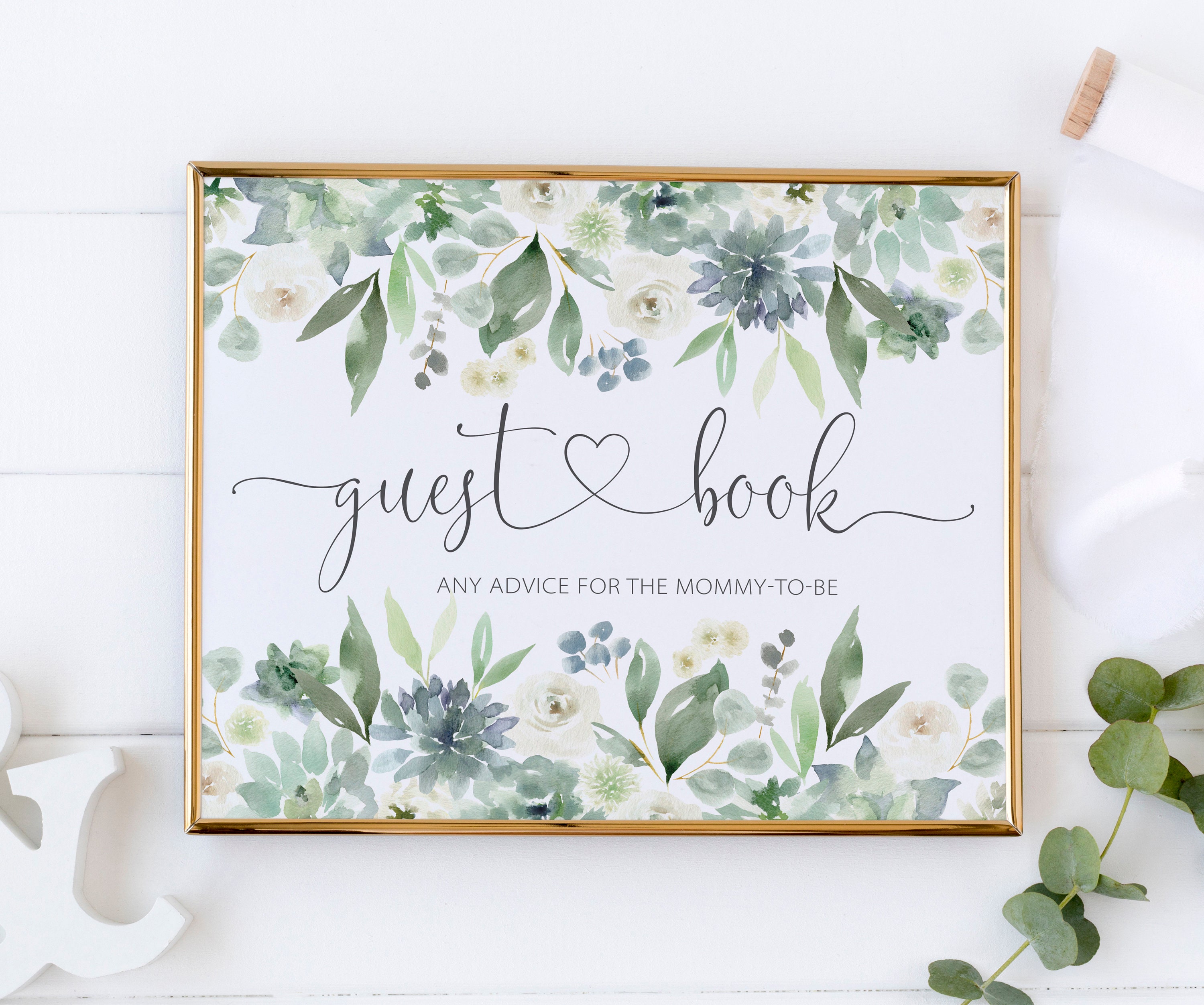Baby Shower Guest Book Sign - Please Sign the Guestbook - Succulent ...