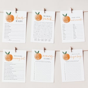 Orange Citrus Themed Baby Shower Games Bundle - Set of 20 Printable ...