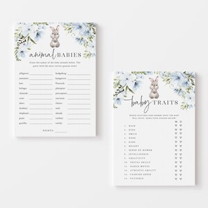 Boy Bunny Baby Shower Game Bundle - Set of 25 Printable Games ...