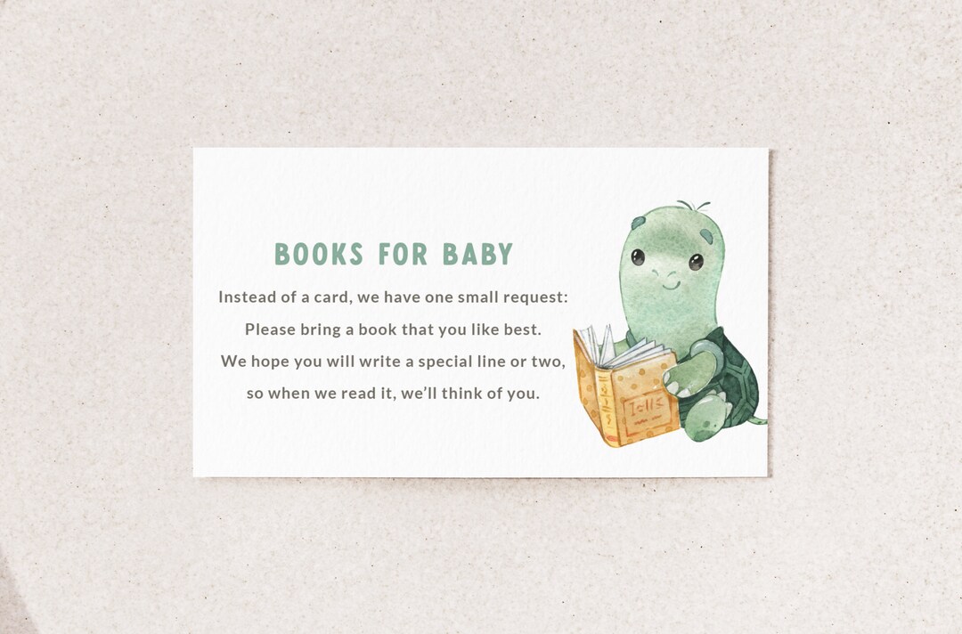 Turtle Books for Baby Cards - Printable Book Request Cards - Storybook ...