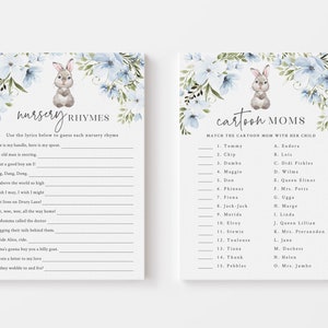 Boy Bunny Baby Shower Game Bundle - Set of 25 Printable Games ...