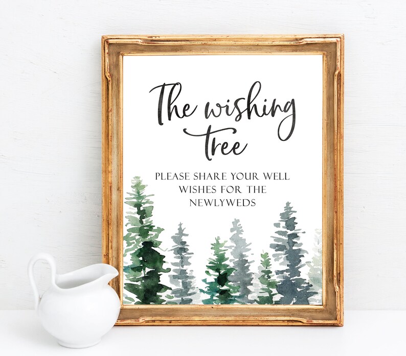 Wedding Wishing Tree Guest Book Sign - Winter Wedding Guest Book ...