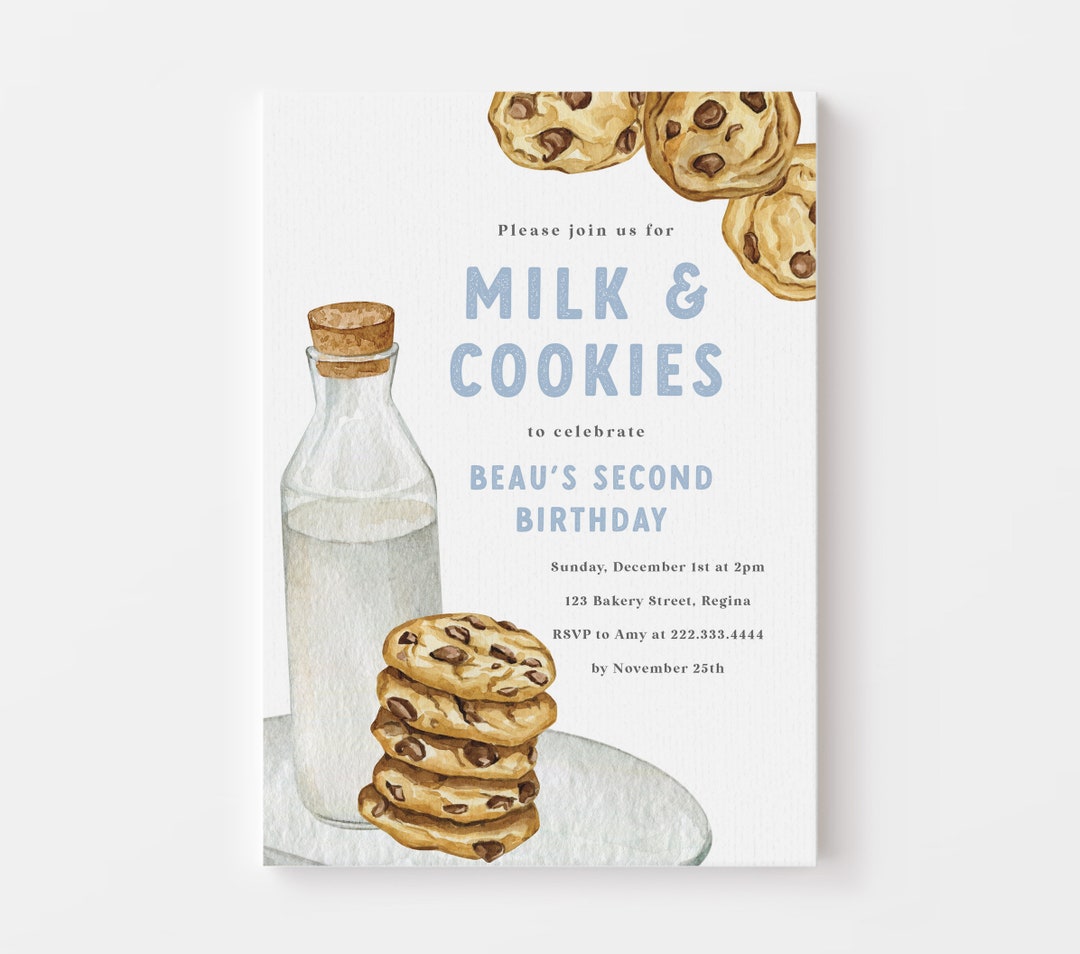 Milk and Cookies Party Invitation Printable Cookies and Milk Birthday ...