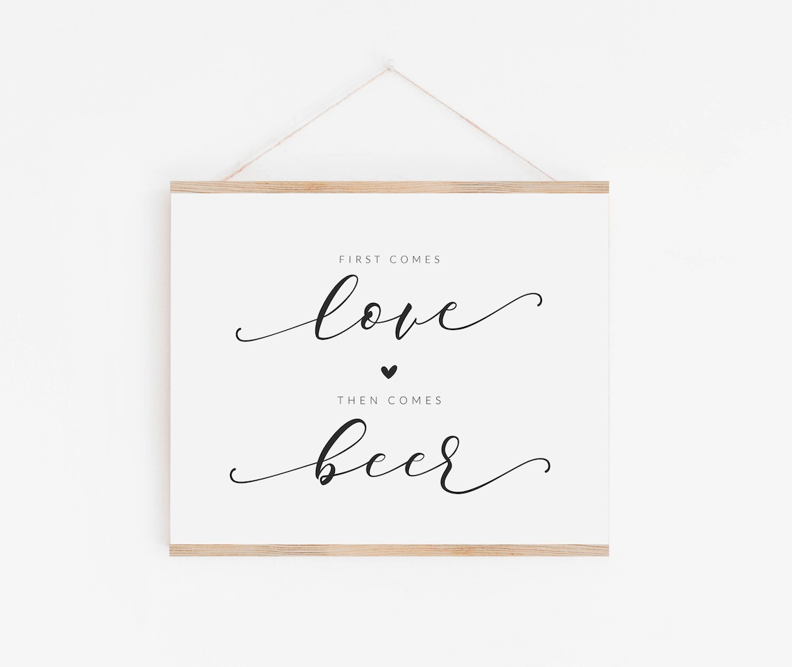 Wedding Beer Station Sign - Wedding Beer Bar Signage - First Comes Love ...