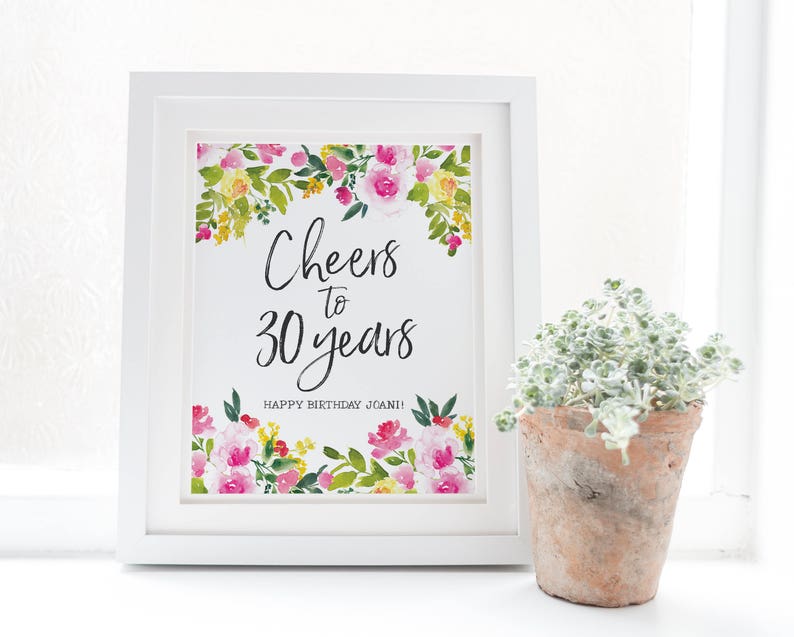 Cheers to 30 Years Sign Custom Birthday Sign 30th Birthday | Etsy