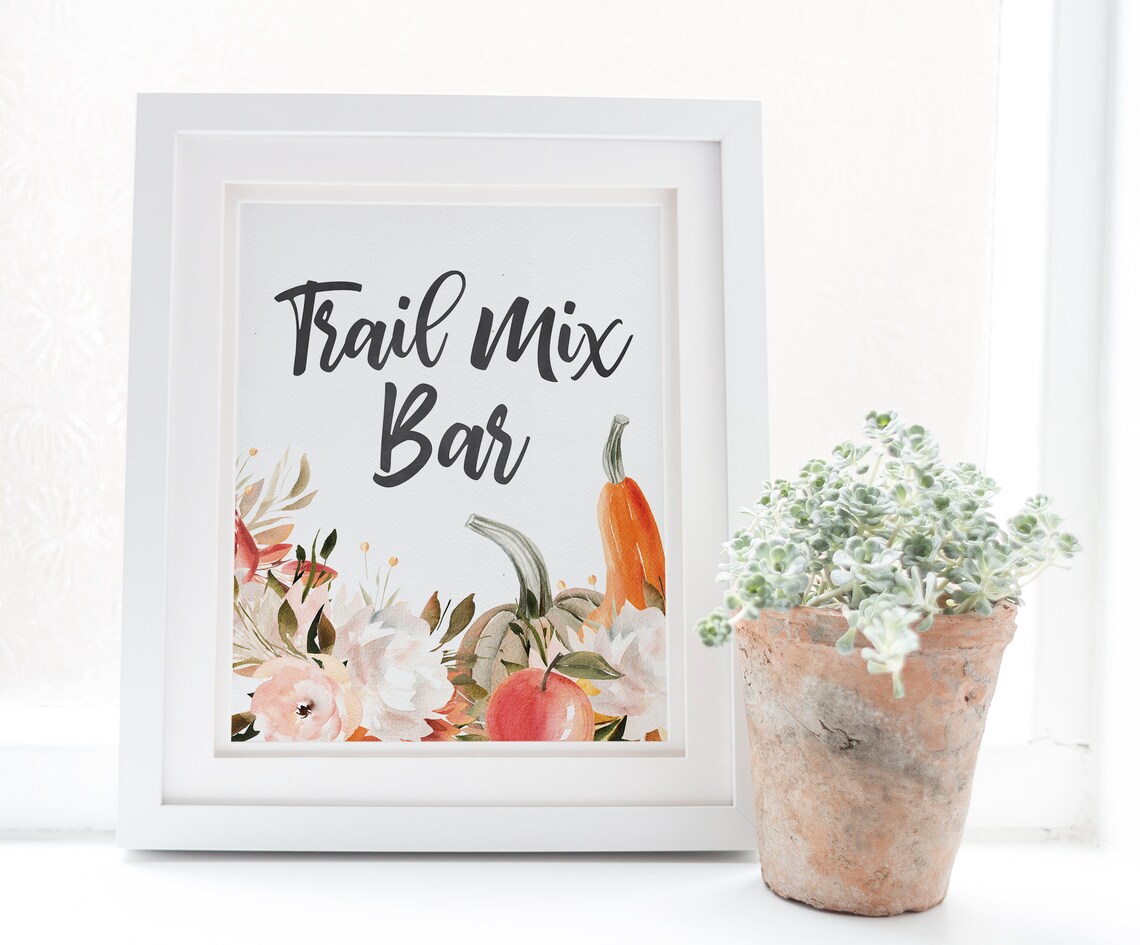 Trail Mix Bar Sign Autumn Party Decorations Rustic Fall - Etsy