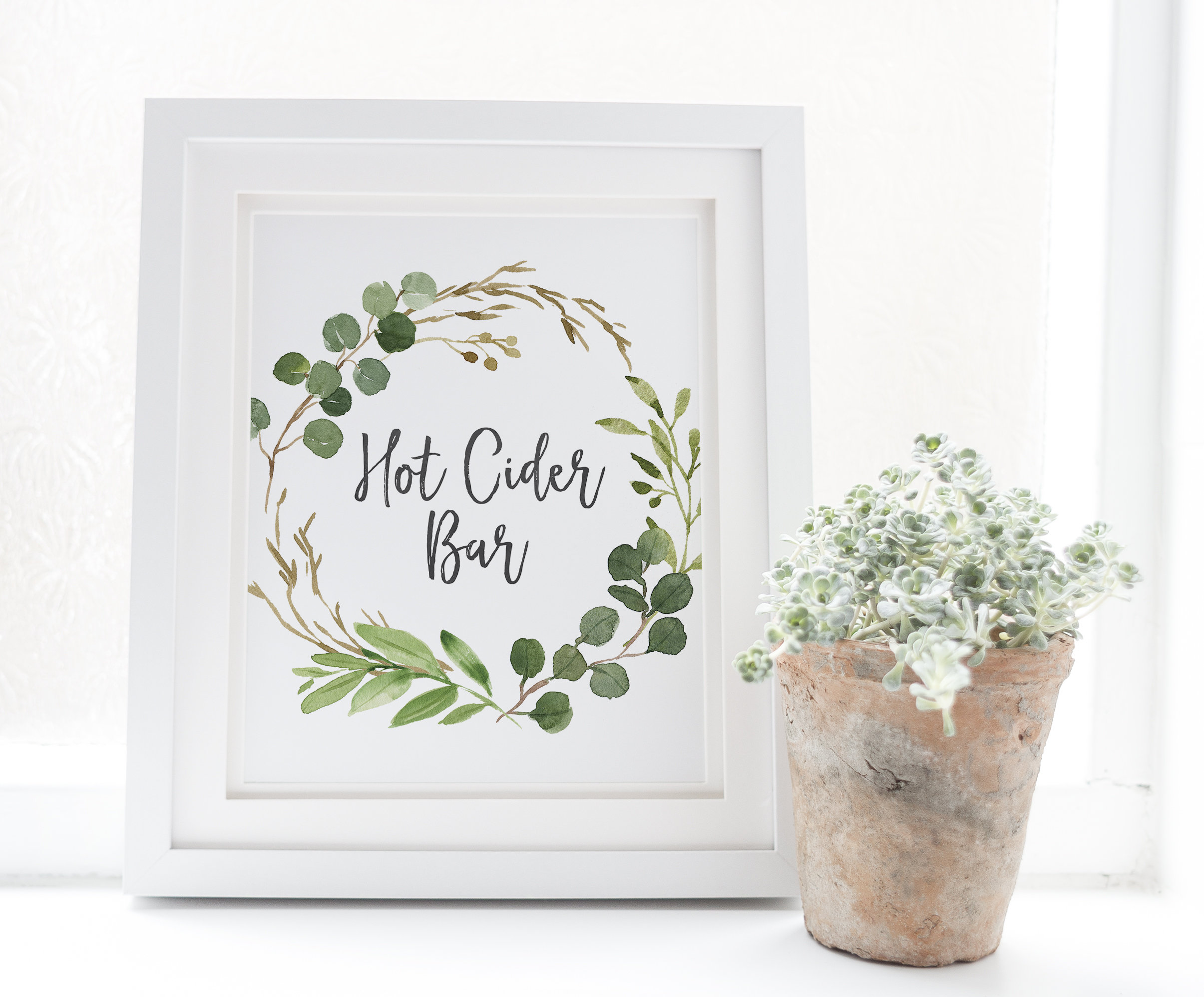 Hot Cider Bar Sign - Winter Baby Shower Decorations - Greenery Baby ...
