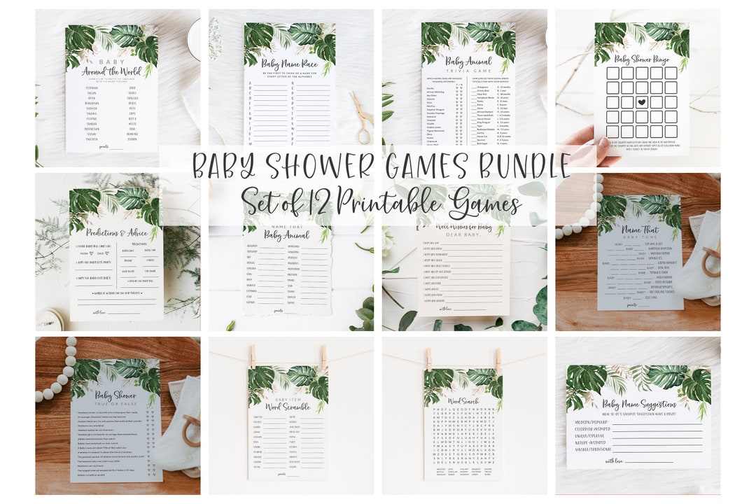 Tropical Baby Shower Game Package - Set of 12 Printable Games - Jungle ...