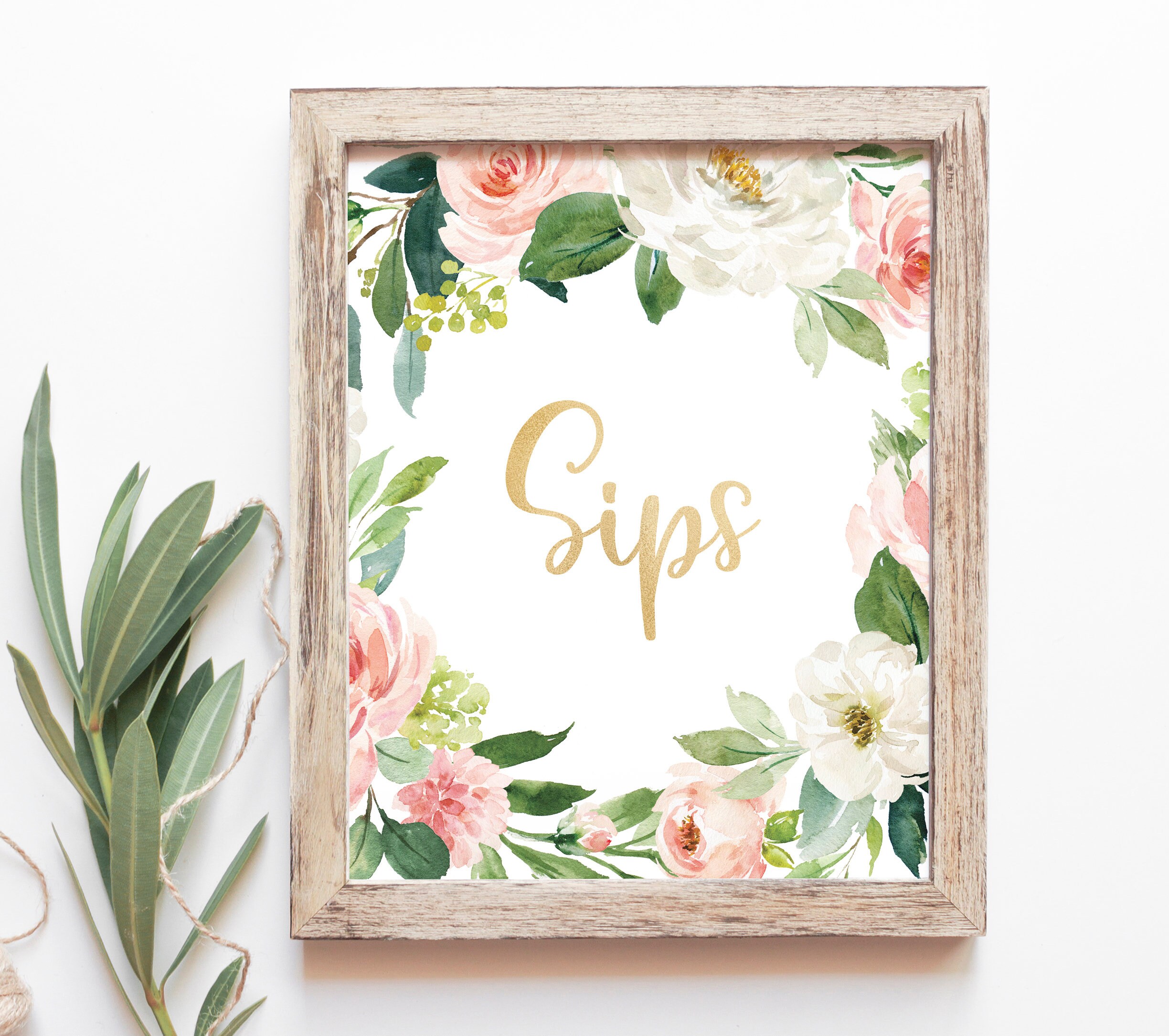 Sips Sign Drink Station Sign Floral Baby Shower Decor - Etsy