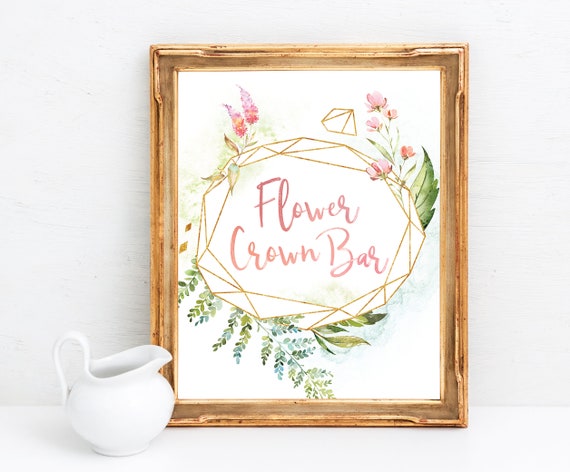 Flower Crown Bar Sign Bridal Shower Flower Crown Sign Baby | Etsy