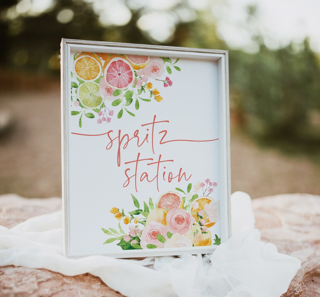 Spritz Station Sign - Citrus Bridal Shower Decorations - 8x10 Printable ...