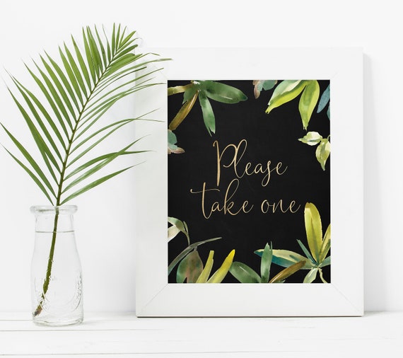 Wedding Favors Sign Please Take One Sign Dark Tropical | Etsy