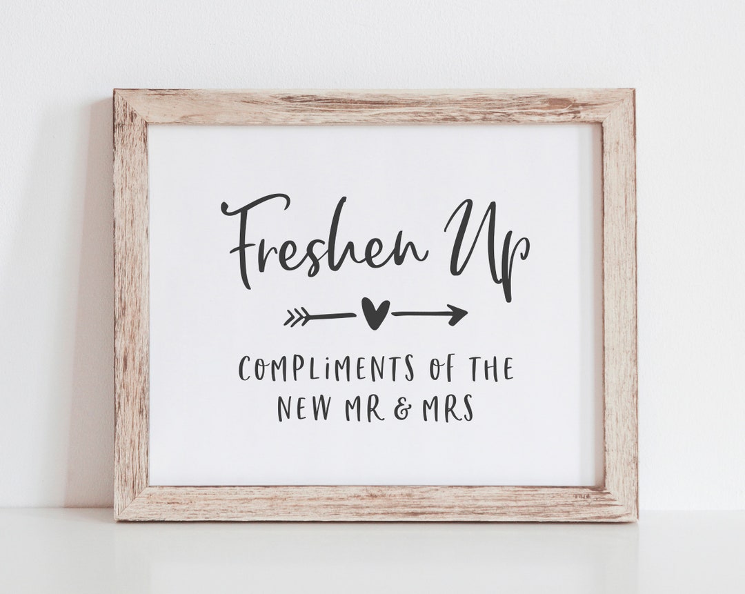 Wedding Bathroom Basket Sign - Wedding Toiletries Sign - Freshen up ...