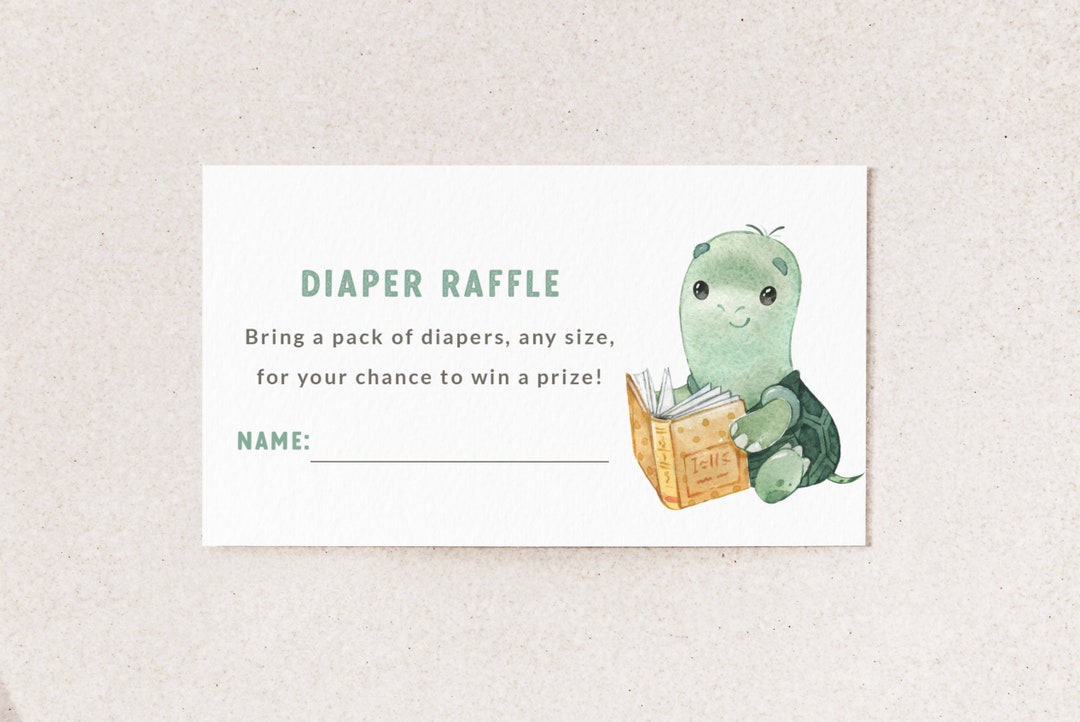 Turtle Diaper Raffle Insert Cards - Printable Diaper Raffle Tickets ...