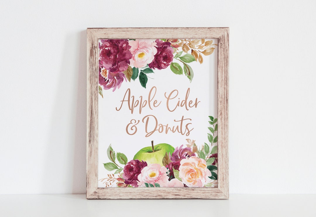 Apple Cider and Donuts Sign - Hot Apple Cider Sign - Cider Bar - Fall ...