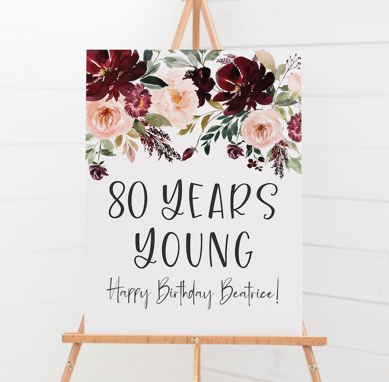 80th Birthday Printable Poster - 80 Years Young Sign - 80th Birthday ...