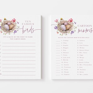 Birds Nest Baby Shower Game Bundle - Set of 25 Printable Games ...