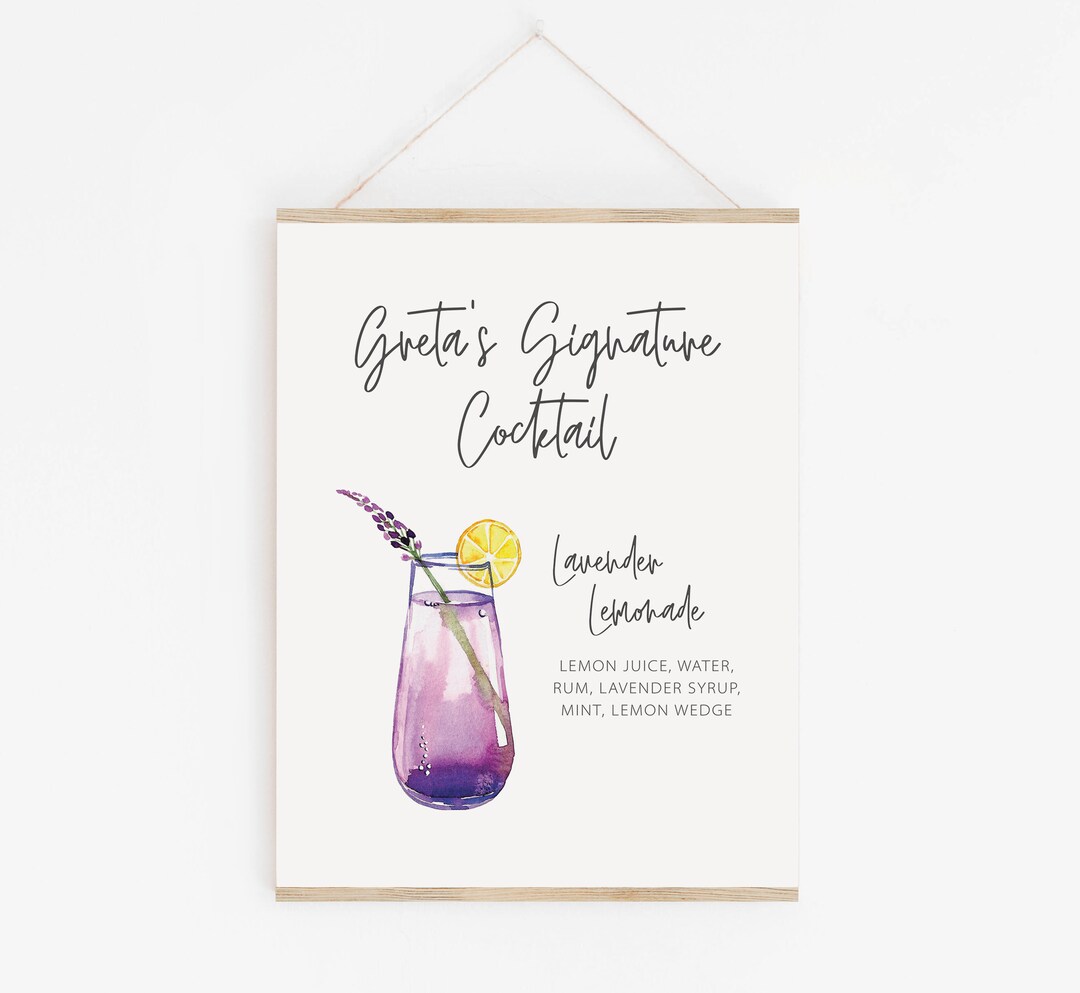 Signature Cocktail Sign - Birthday Signature Drink Printable ...