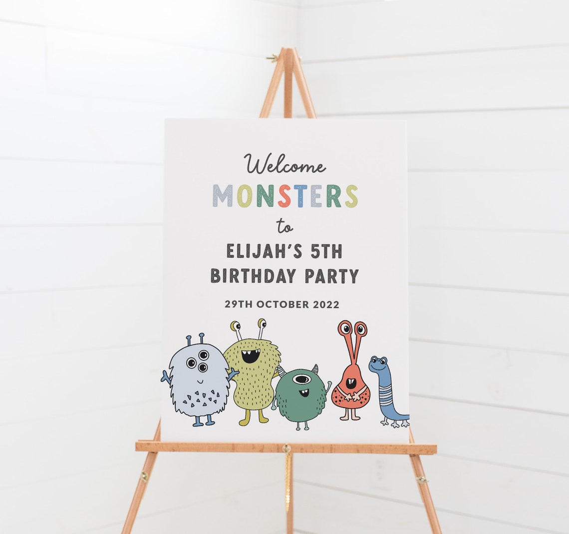 Monster Birthday Party Welcome Sign Printable Birthday - Etsy