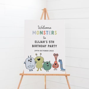 Monster Birthday Party Welcome Sign - Printable Birthday Welcome Poster ...