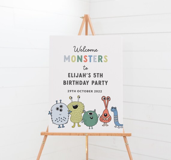Monster Birthday Party Welcome Sign Printable Birthday - Etsy