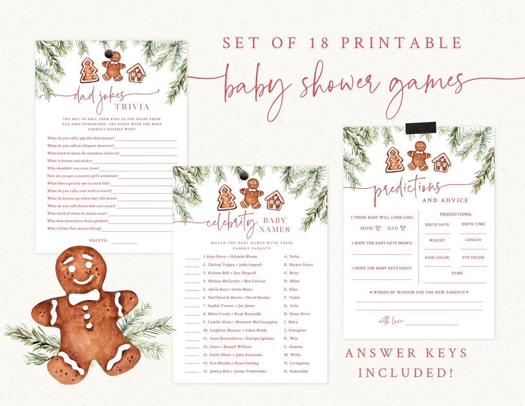 Gingerbread Baby Shower Game Bundle - Set of 18 Printable Games ...
