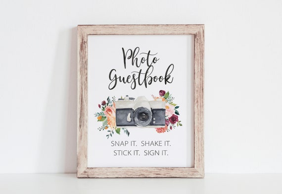 Fall Photo Guest Book Sign Selfie Guestbook Printable Sign | Etsy