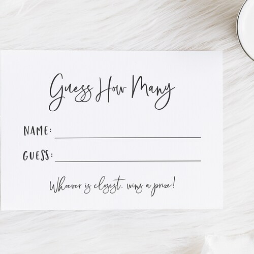Guessing Game Cards Printable Guess Cards Guess How Many - Etsy