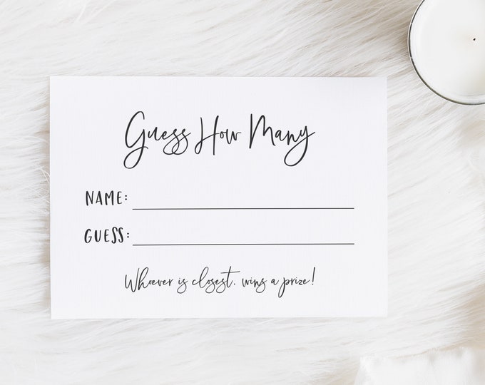 Guessing Game Cards - Printable Guess Cards - Guess How Many Bridal ...