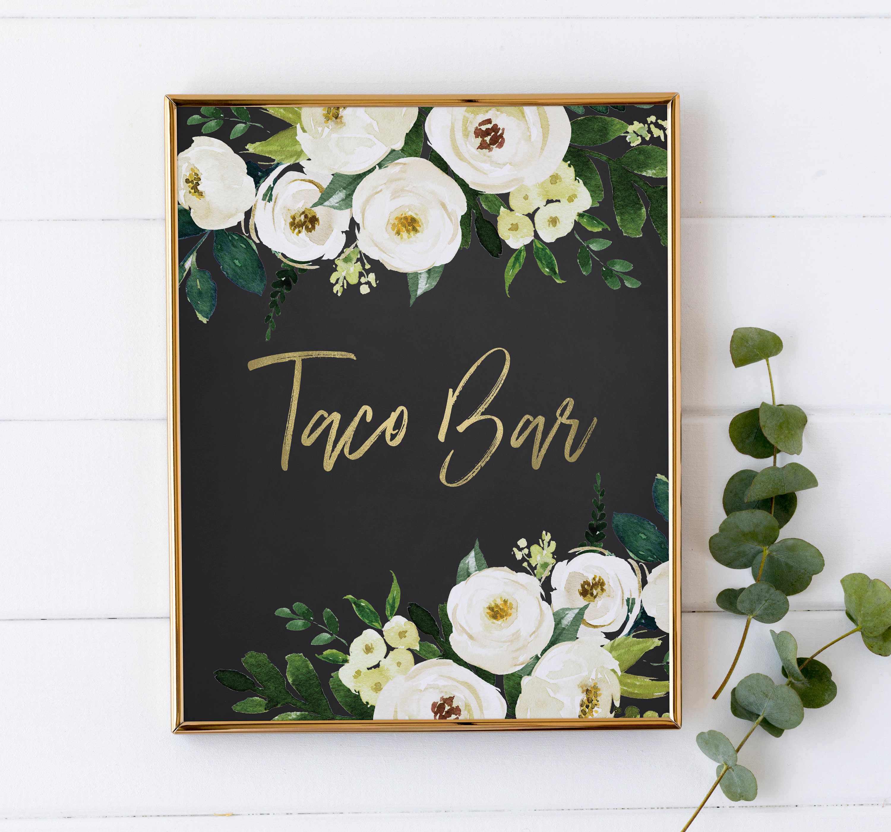 Taco Bar Sign Chalkboard Wedding Sign White Floral Wedding | Etsy