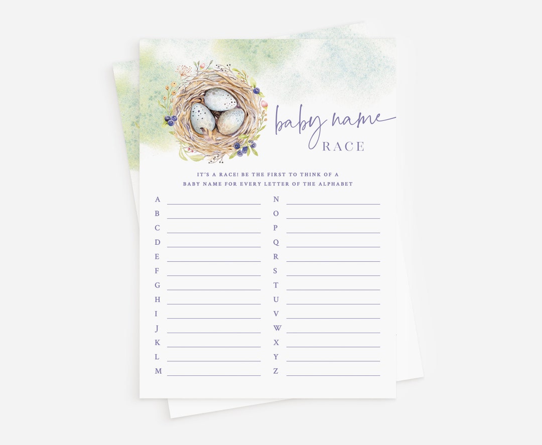 Baby Name ABC Race - Printable 5x7 Game - Alphabet Baby Name Game ...