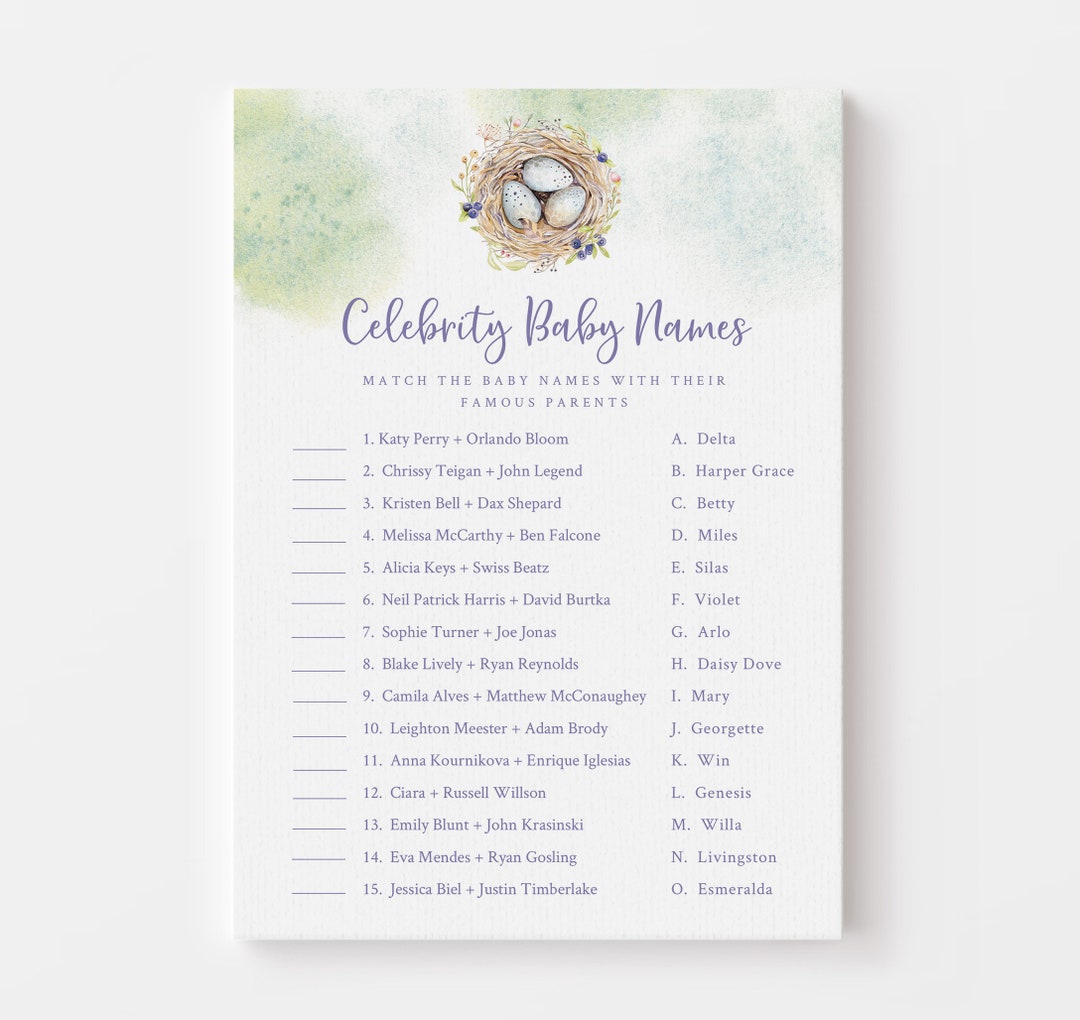 Celebrity Baby Names Trivia Game - About to Hatch Baby Shower ...