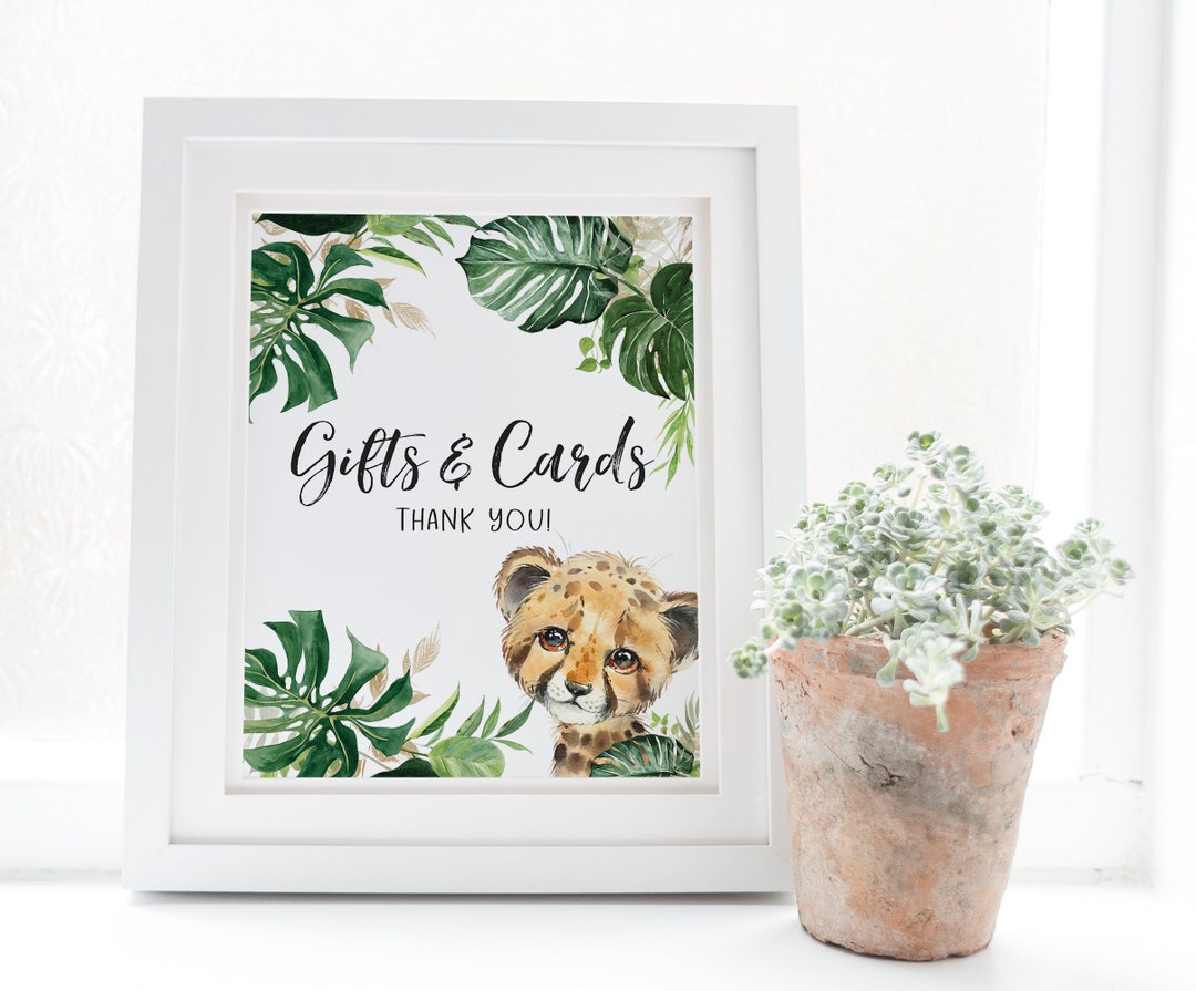 Gifts and Cards Sign - Safari Baby Shower Gift Table Sign - Gift ...