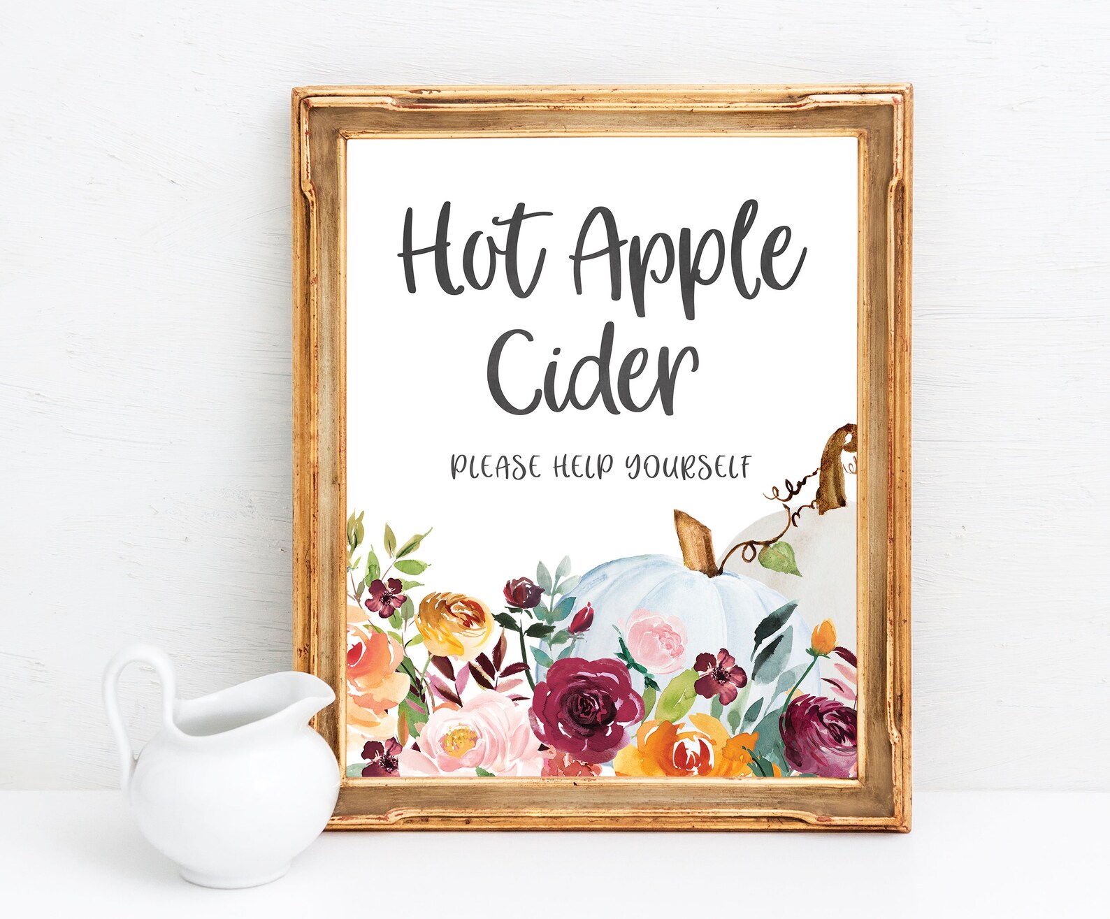 Hot Apple Cider Sign - Apple Cider Bar Printable - Fall Party Sign ...