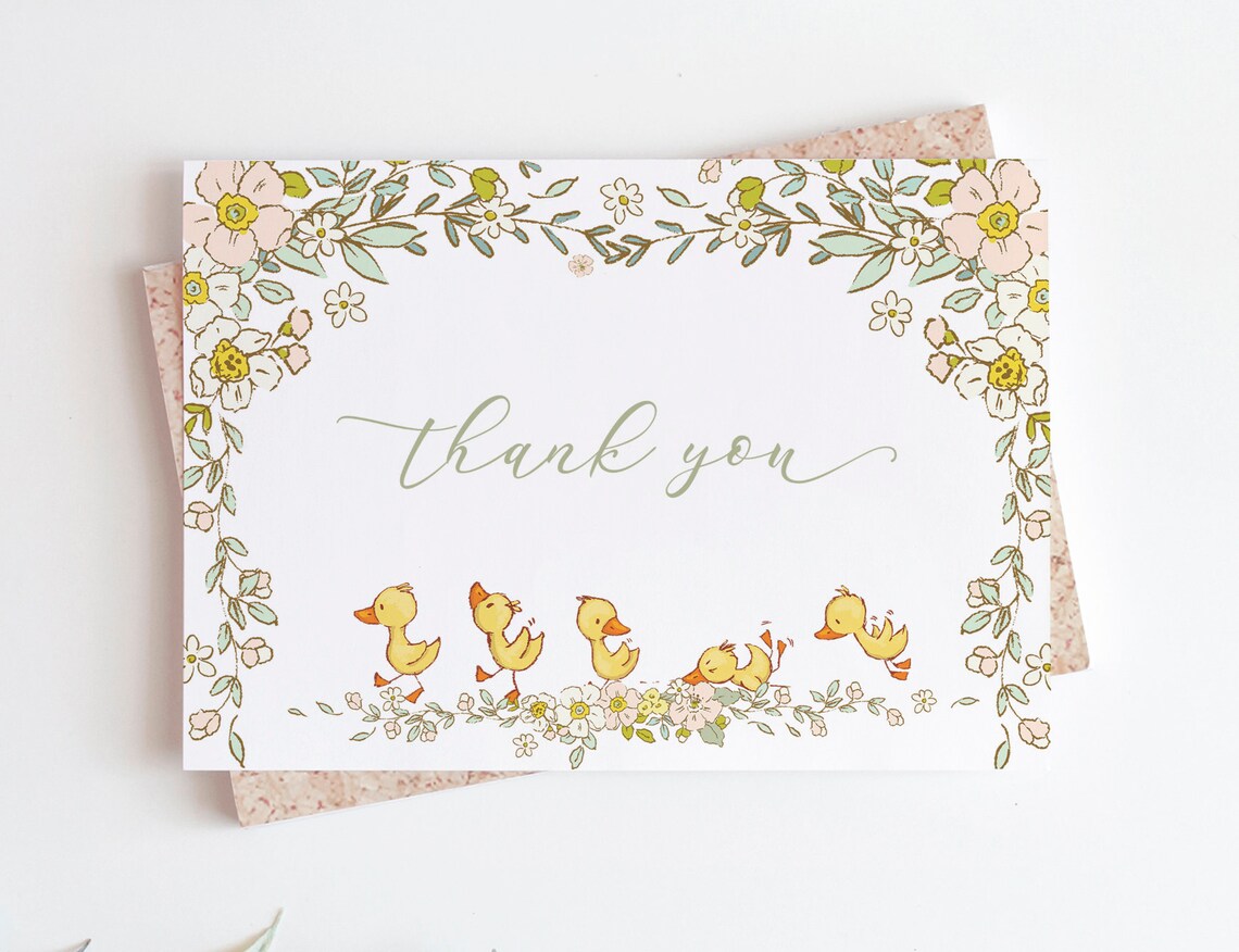 Duck Themed Thank You Cards 5x3.5 Folding and Flat - Etsy