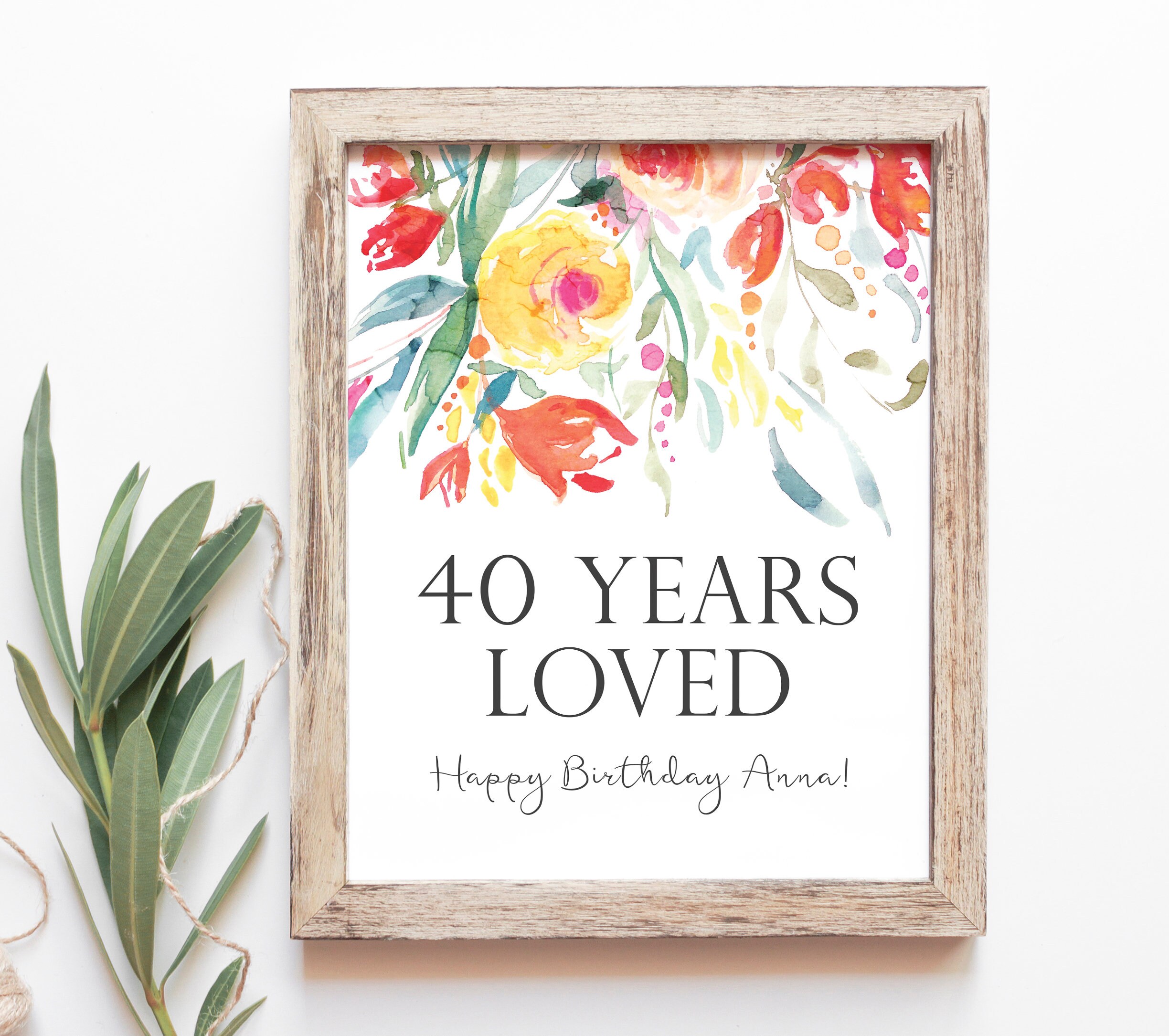 40 Years Loved Sign 40th Birthday Decor Custom Birthday | Etsy