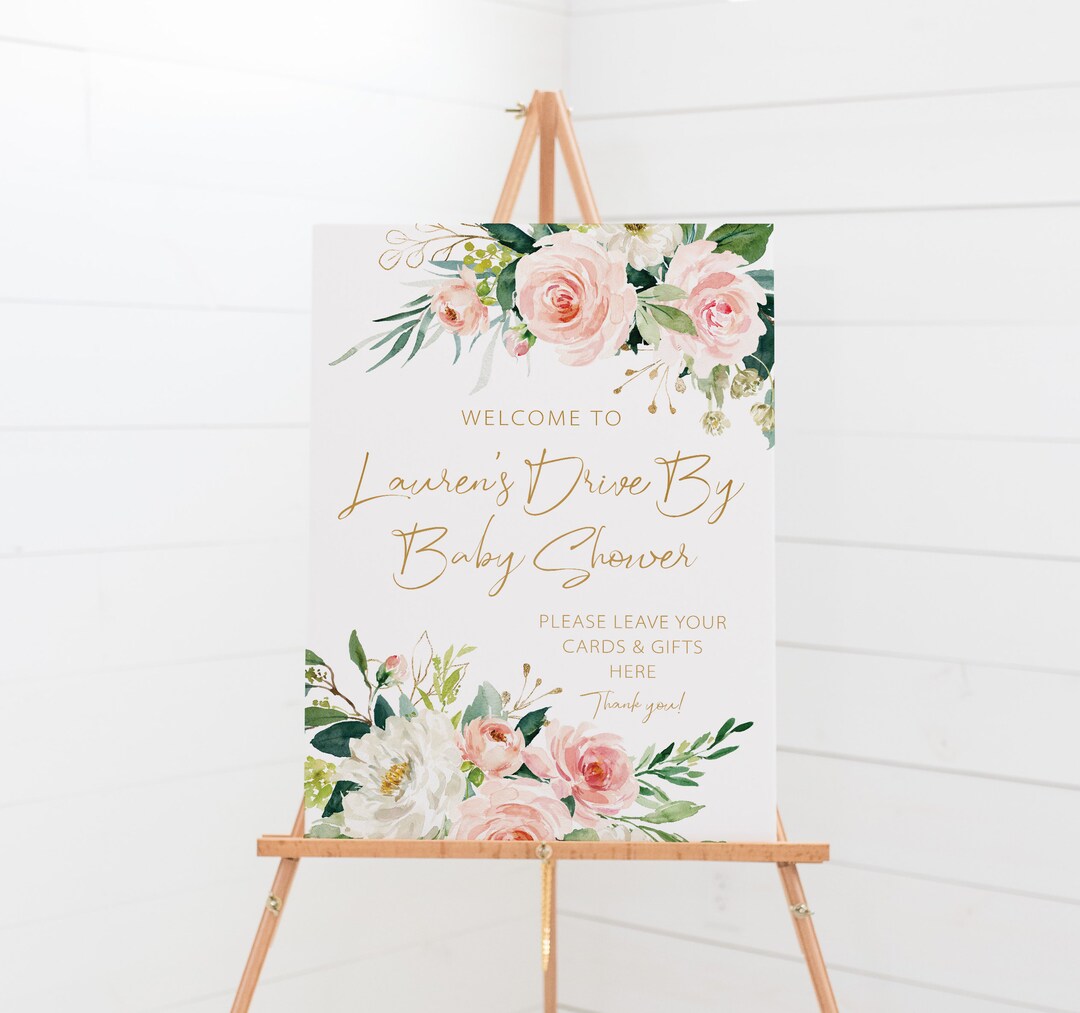 Drive by Baby Shower Welcome Sign - Drive Through Baby Shower - Social ...