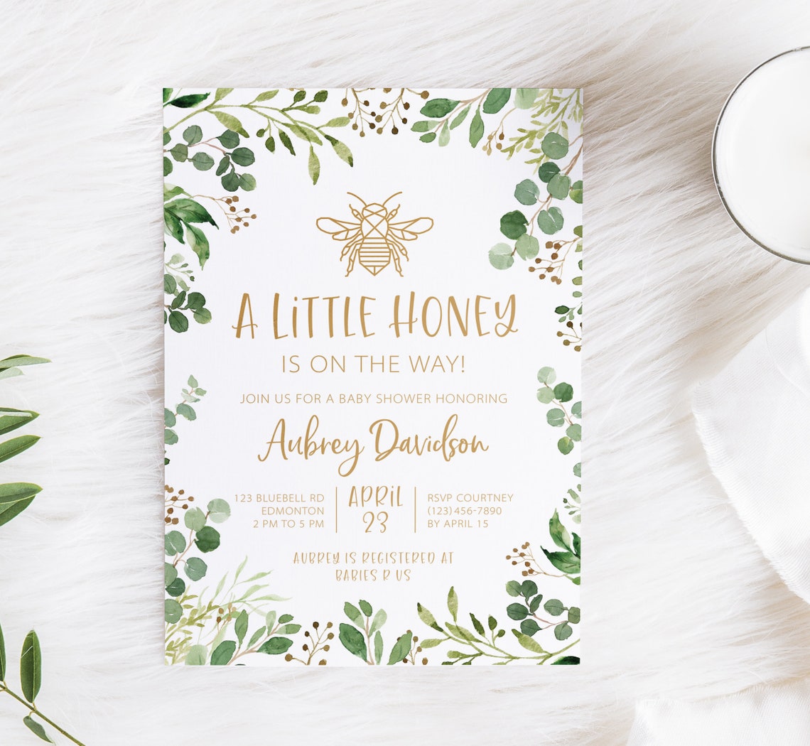 Bee Theme Baby Shower Invitations Digital Baby Shower Invite - Etsy
