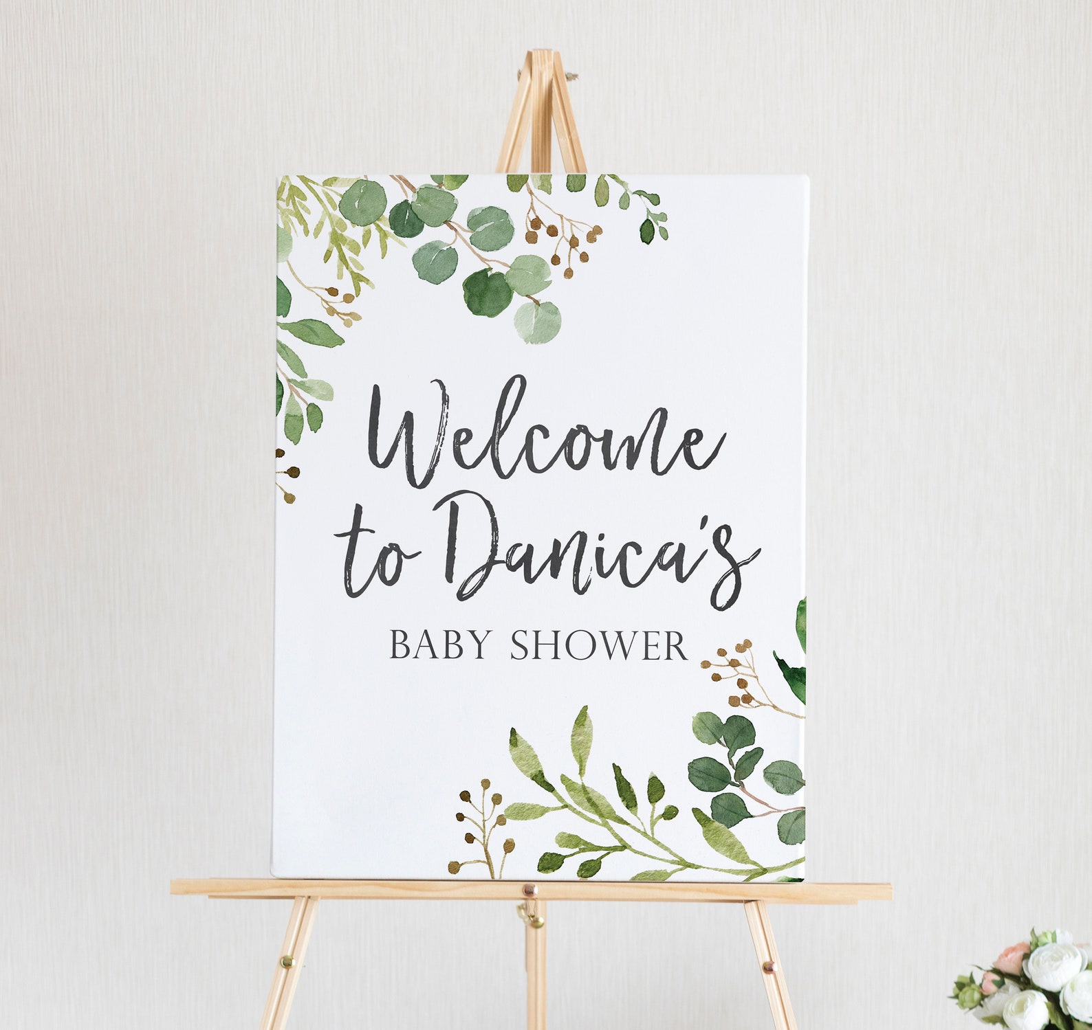 Greenery Baby Shower Welcome Sign Printable Welcome Poster Gender ...