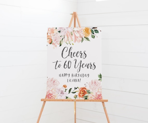 Printable 60th Birthday Easel Sign Mom Milestone Birthday - Etsy