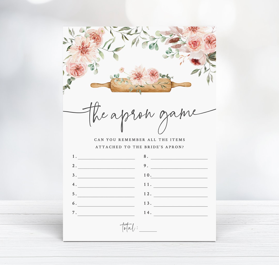 Wedding Shower Apron Game Printable Apron Memory Game Card - Etsy