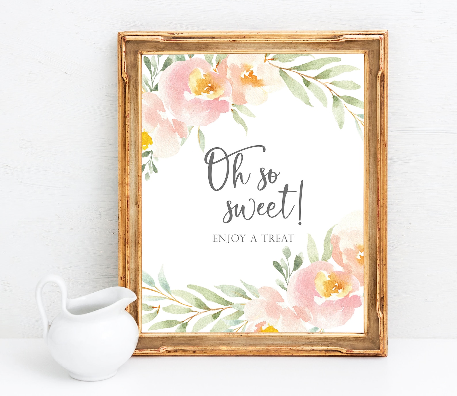 Oh so Sweet Sign Enjoy a Treat Printable Peach Baby Shower - Etsy
