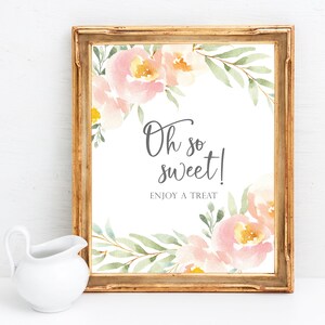 Oh so Sweet Sign - Enjoy a Treat Printable - Peach Baby Shower ...
