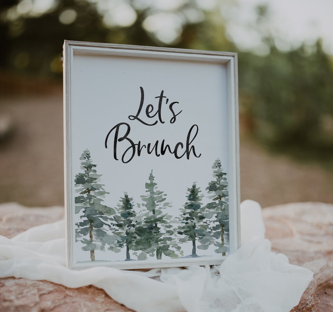 Let's Brunch Sign - Woodland Party Signage - Printable Brunch Table ...